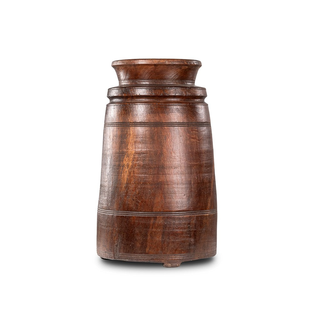 Antique Wooden Himachal Pot cum Vase - Home Glamour